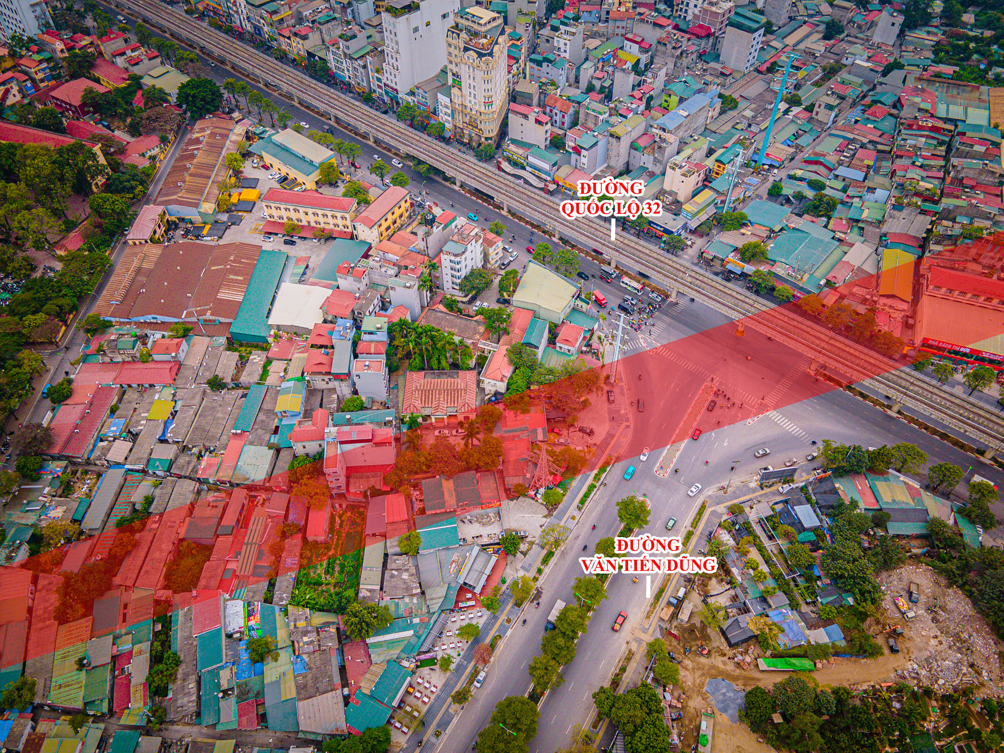 Toàn cảnh khu vực được quy hoạch làm đường Hoàng Quốc Việt kéo dài, nối ...