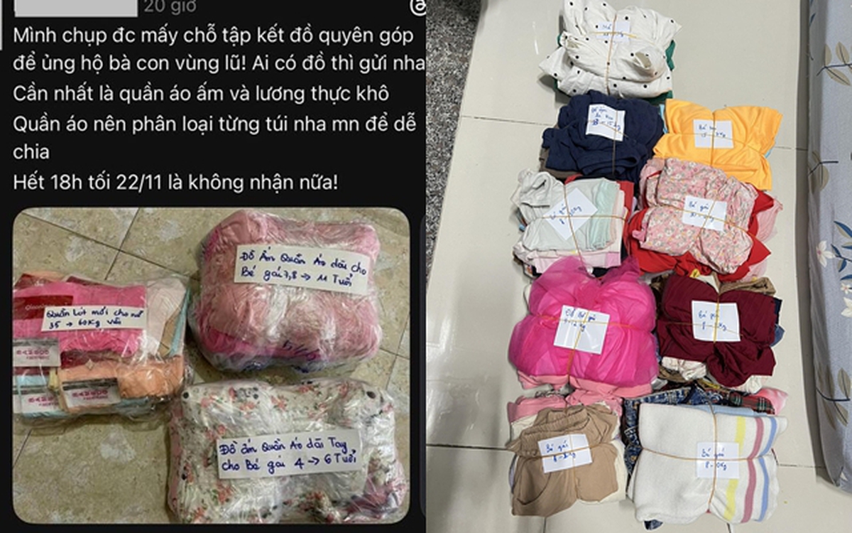 Những tờ giấy note trên túi quần áo gửi về miền Trung lúc này: Thương ...