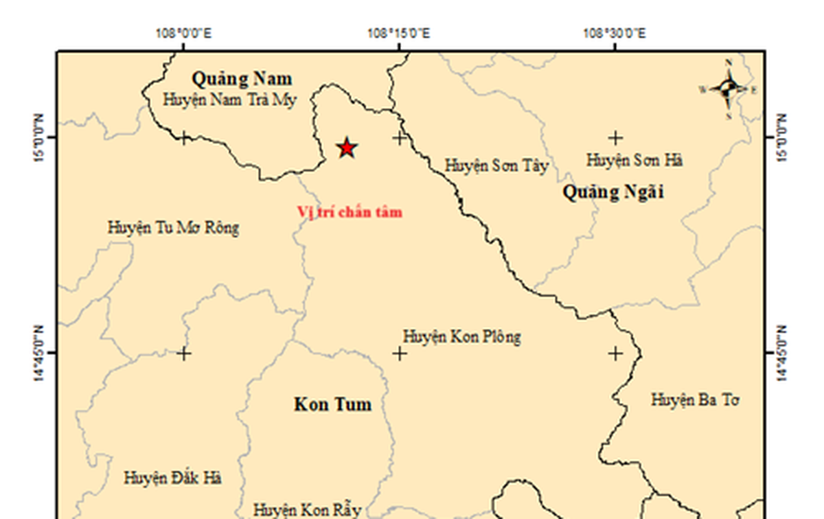 Điểm nóng Kon Tum ghi nhận 4 trận động đất sáng nay